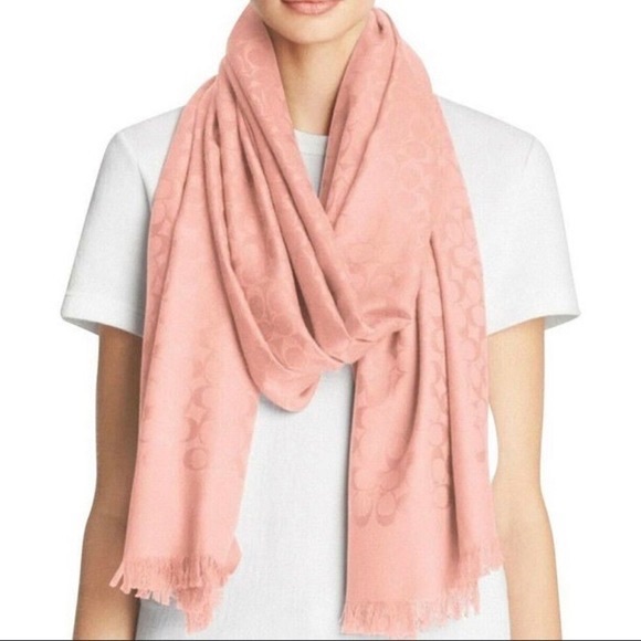 Coach | Accessories | Coach Signature C Wool And Silk Blend Shawl ...